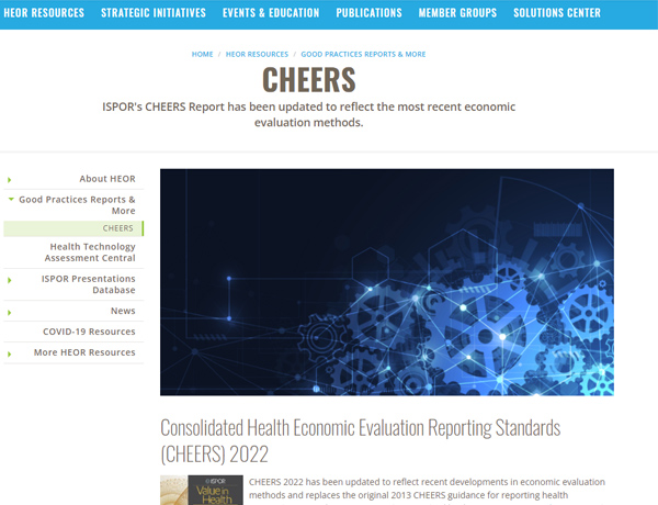 ISPOR’s CHEERS Report has been updated to reflect the most recent ...